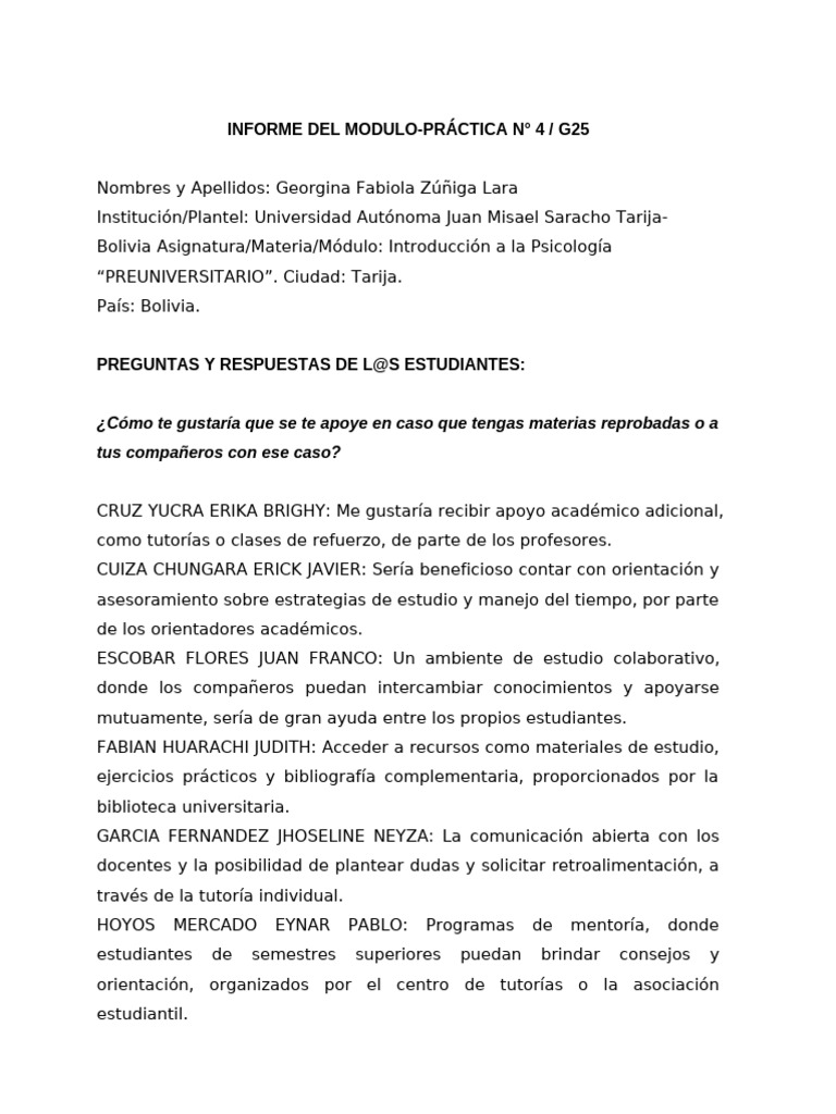 Informe Modulo-Práctico N°4 Docente Tutor | PDF