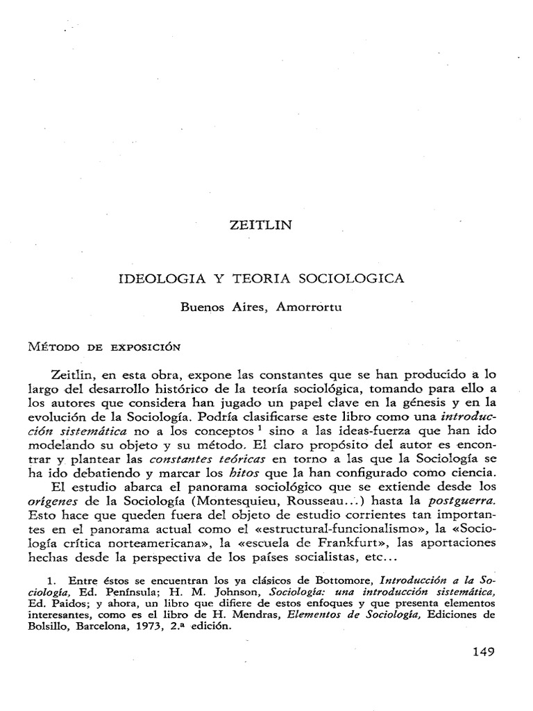 Zeitlin Ideologia y Teoria Sociologica | PDF