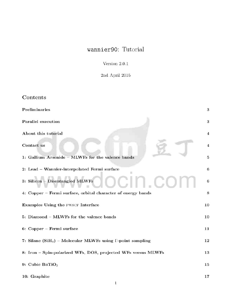 Wannier 90 Tutorial | PDF