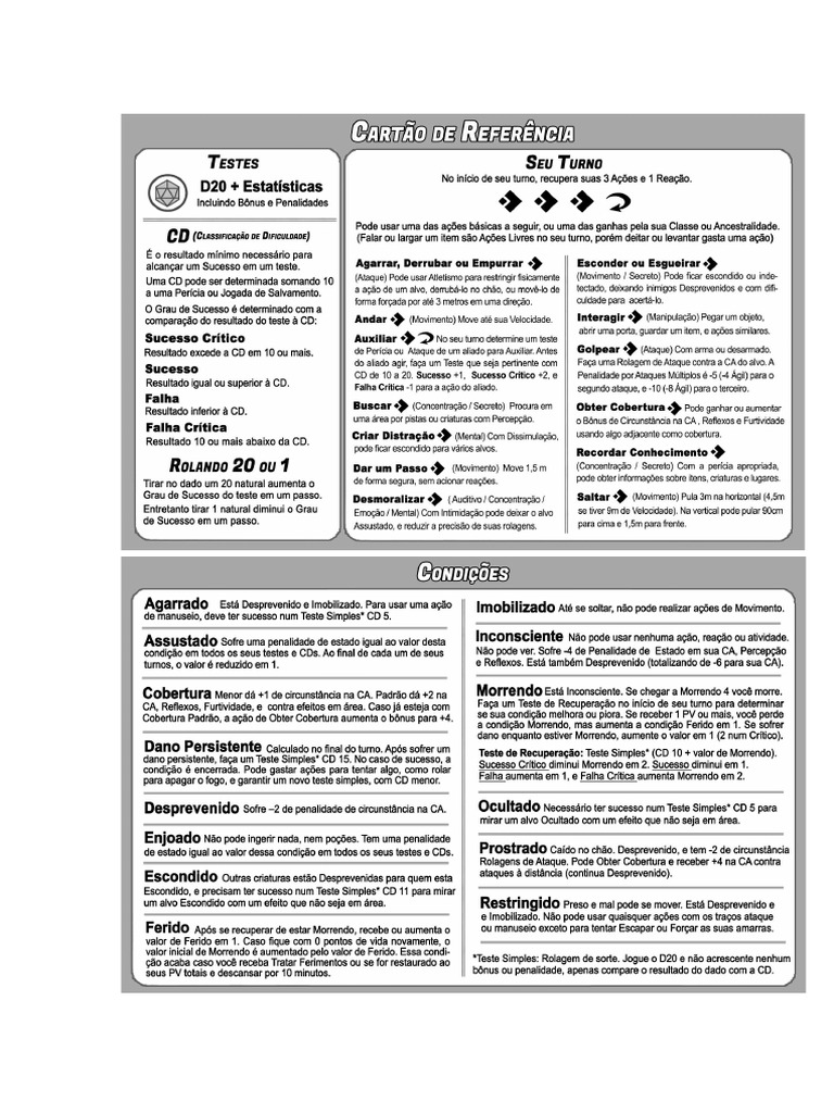 Cartão de Referência - Pathfinder | PDF