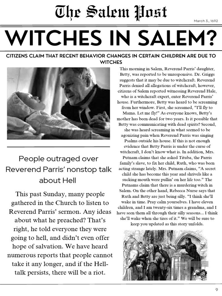 The Crucible Act 1 Newspaper | PDF