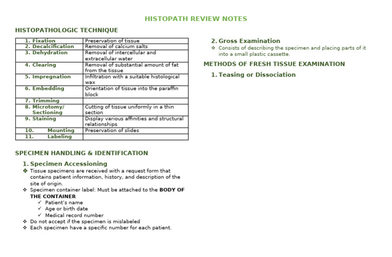 Histopath Review Notes | PDF
