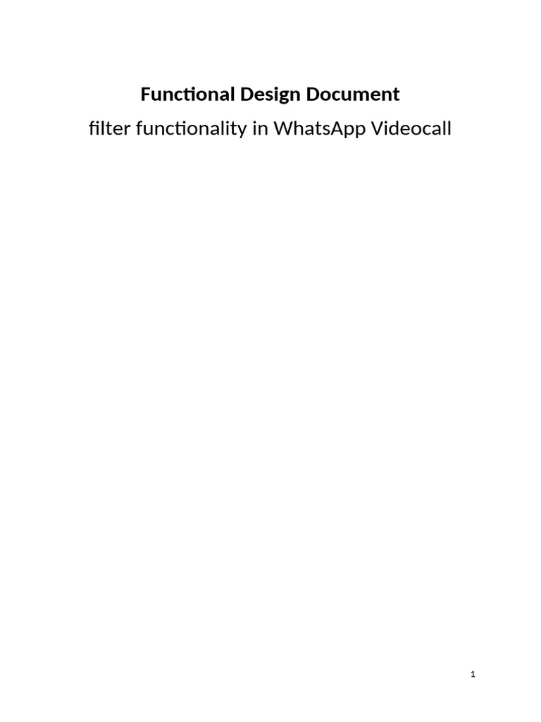 Filter Functionality in Whatsapp Videocall: Functional Design Document | PDF