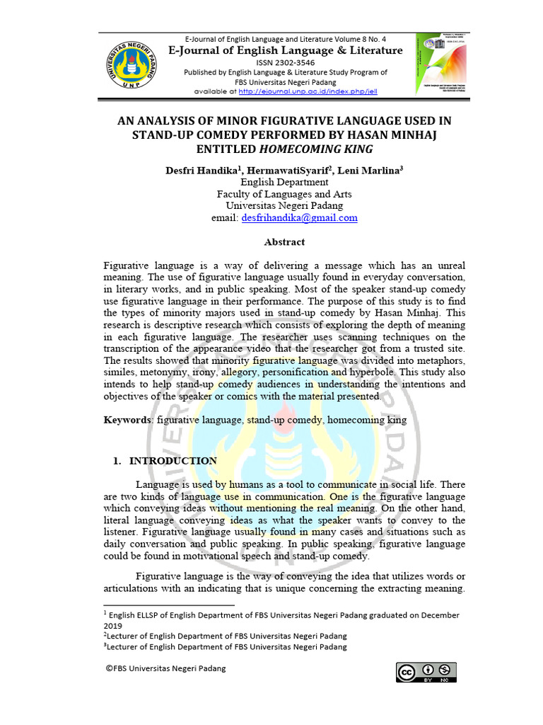 An Analysis of Minor Figurative Language Used in S | PDF