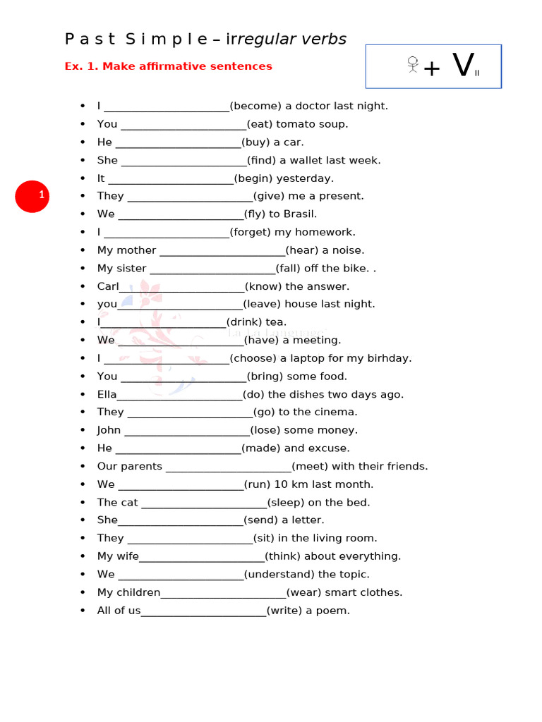 Past Simple Irregular Verbs Grammar Drills | PDF