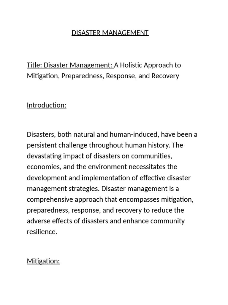 Disaster Management | PDF