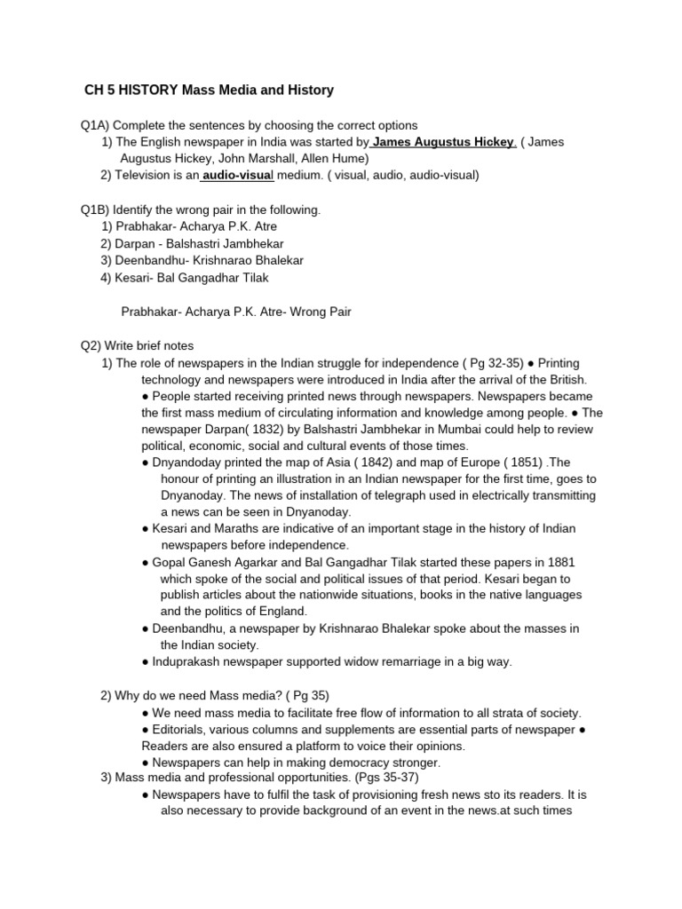 10 HISTORY CH 5 Mass Media and History | PDF