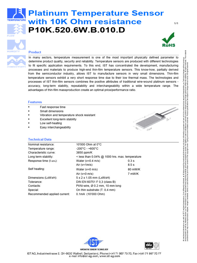 Sensor RTD PT10K | PDF