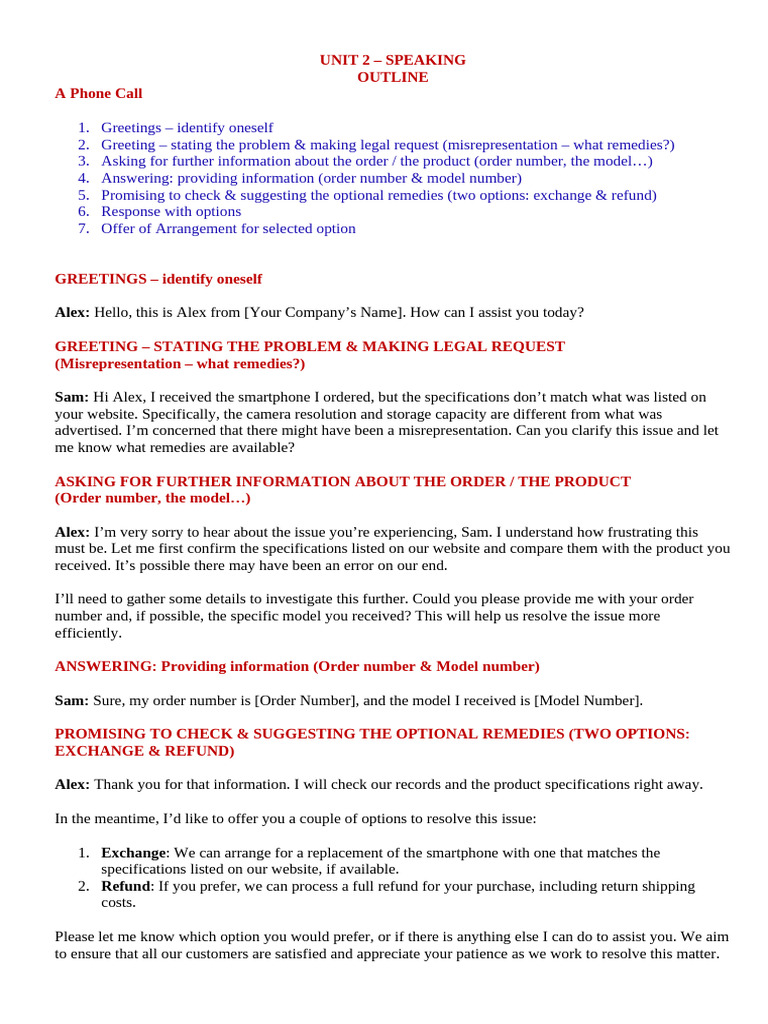 Unit 2 - Sample For Speaking Practice | PDF