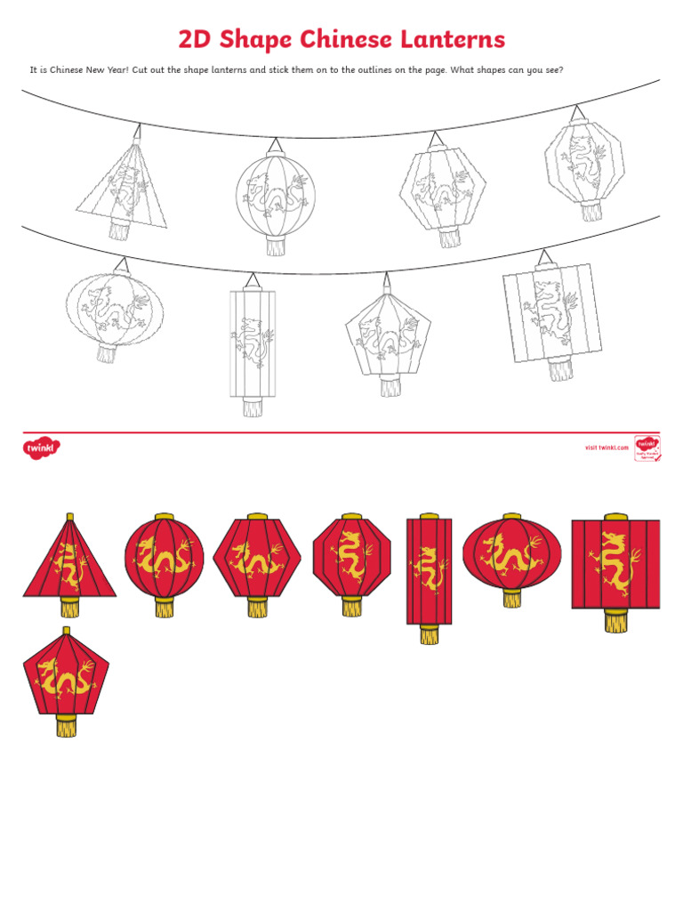 2d Shape Chinese Lanterns Cutting Skills Activity Sheet | PDF
