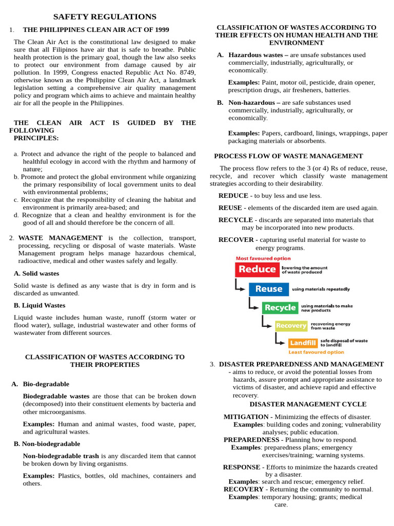 Handouts Safety Regulations | PDF