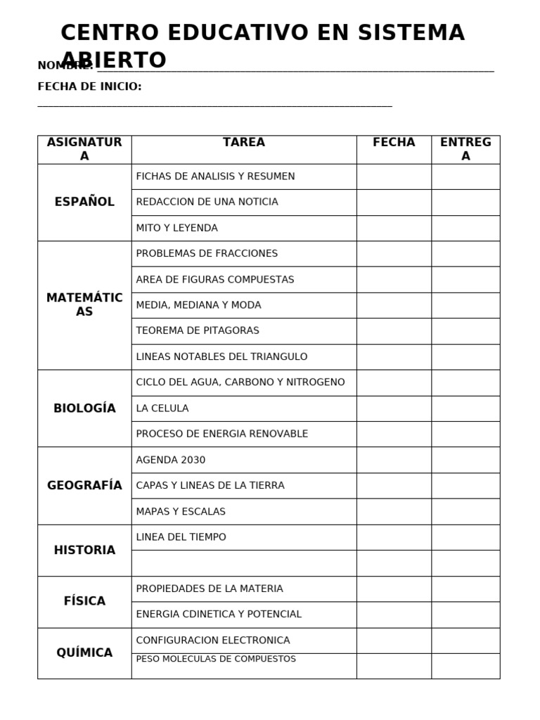 Tareas Secundaria | PDF