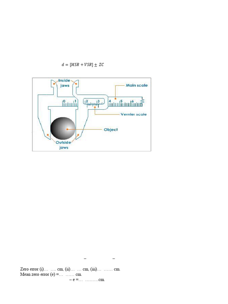 Expt 1 - Vernier Callipers Aim: Diameter of The Bob | PDF | Pendulum ...