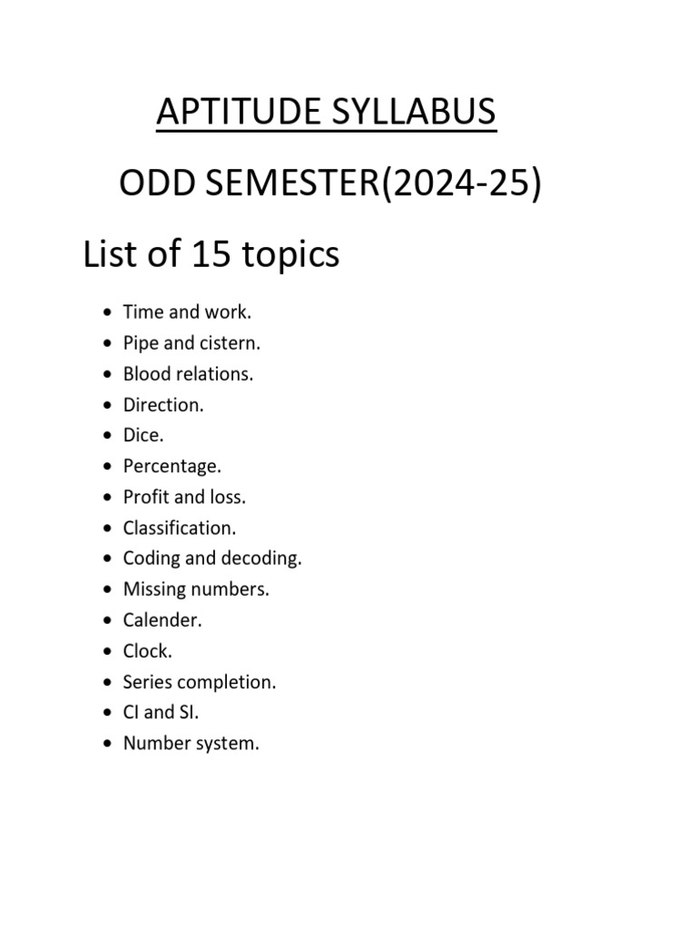 Aptitude Syllabus Odd Semester. | PDF
