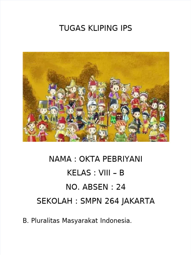 PDF Tugas Kliping Ips B Pluralitas Masyarakat Indonesia - Compress | PDF
