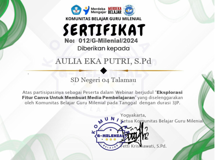 Sertifikat Media DG Canva | PDF