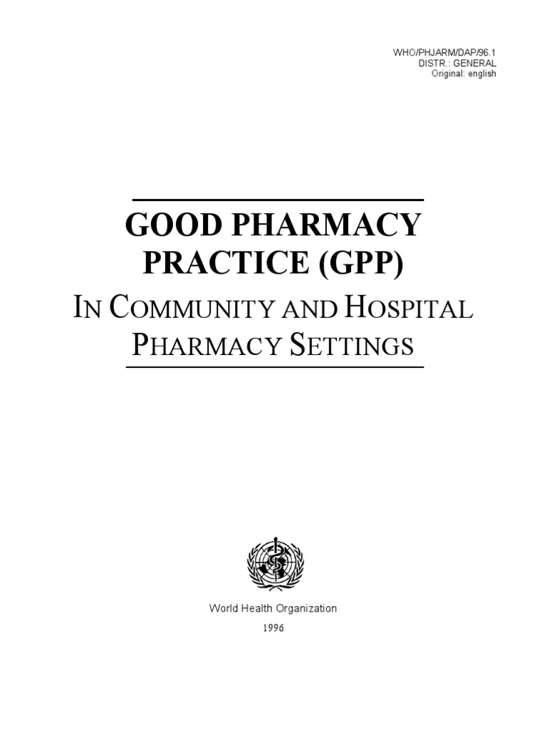 GPP in Community and Hospital Pharmacy Setting | PDF