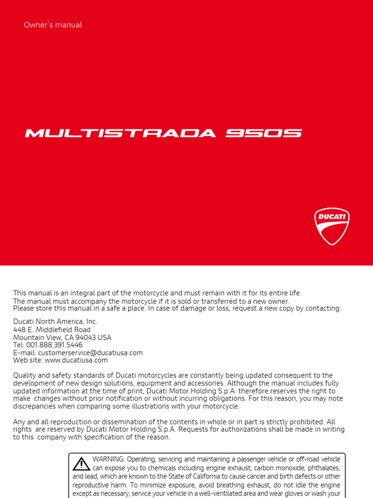 OM - Multistrada 950 S - 950 SW - USA - MY20 | PDF