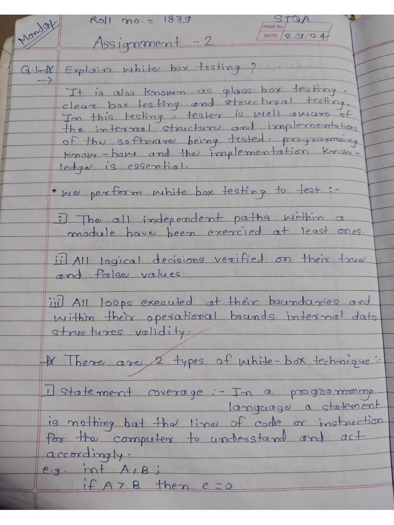STQA Assignment 2 Roll No. 39 | PDF