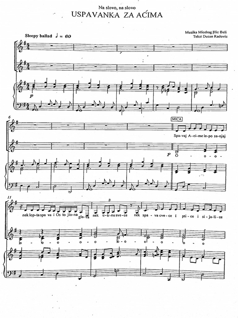 Uspavanka Za Aćima | PDF