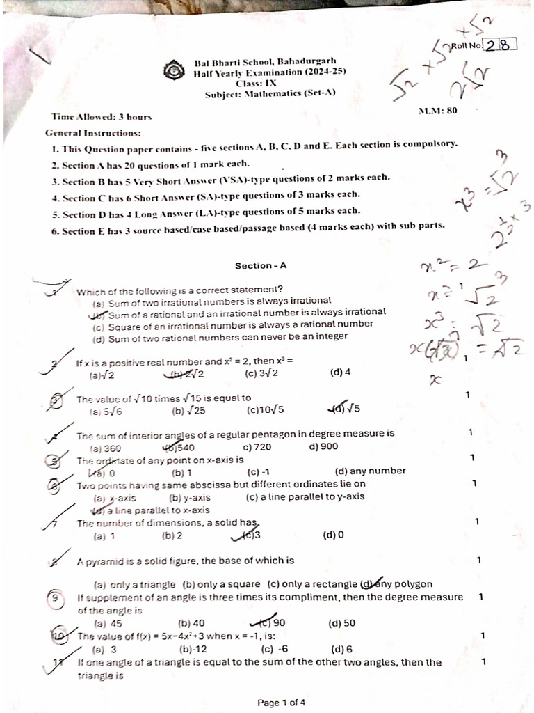 Class 9 Maths 2024 2025 Pdf