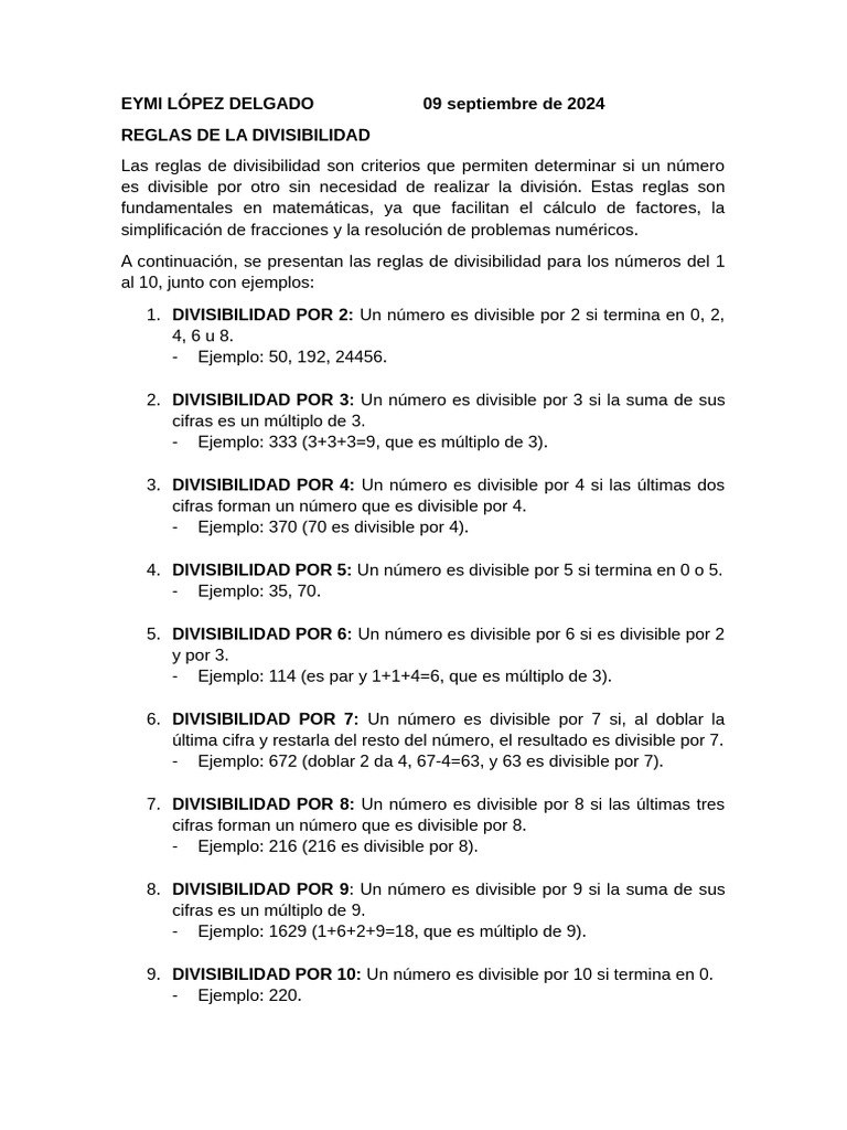 Investigación Reglas Divisibilidad | PDF
