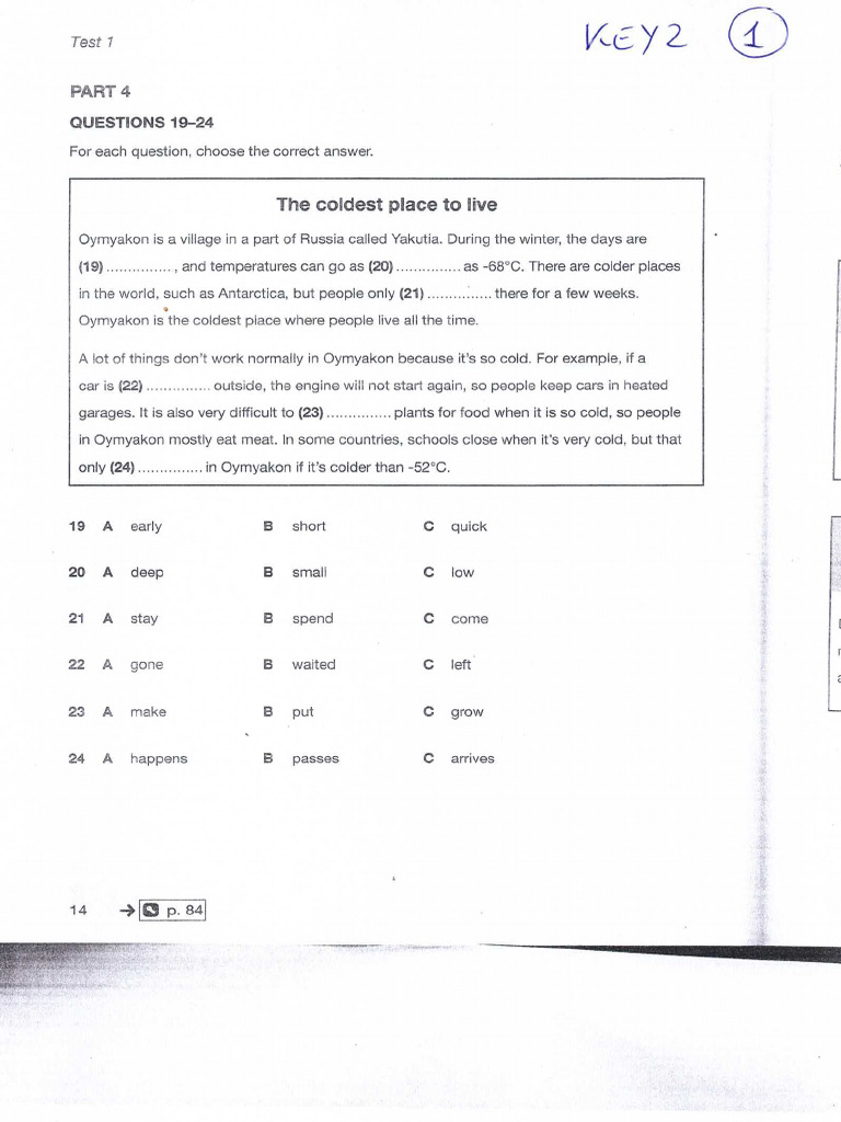 A2 Key 2 Parts 4-5 | PDF
