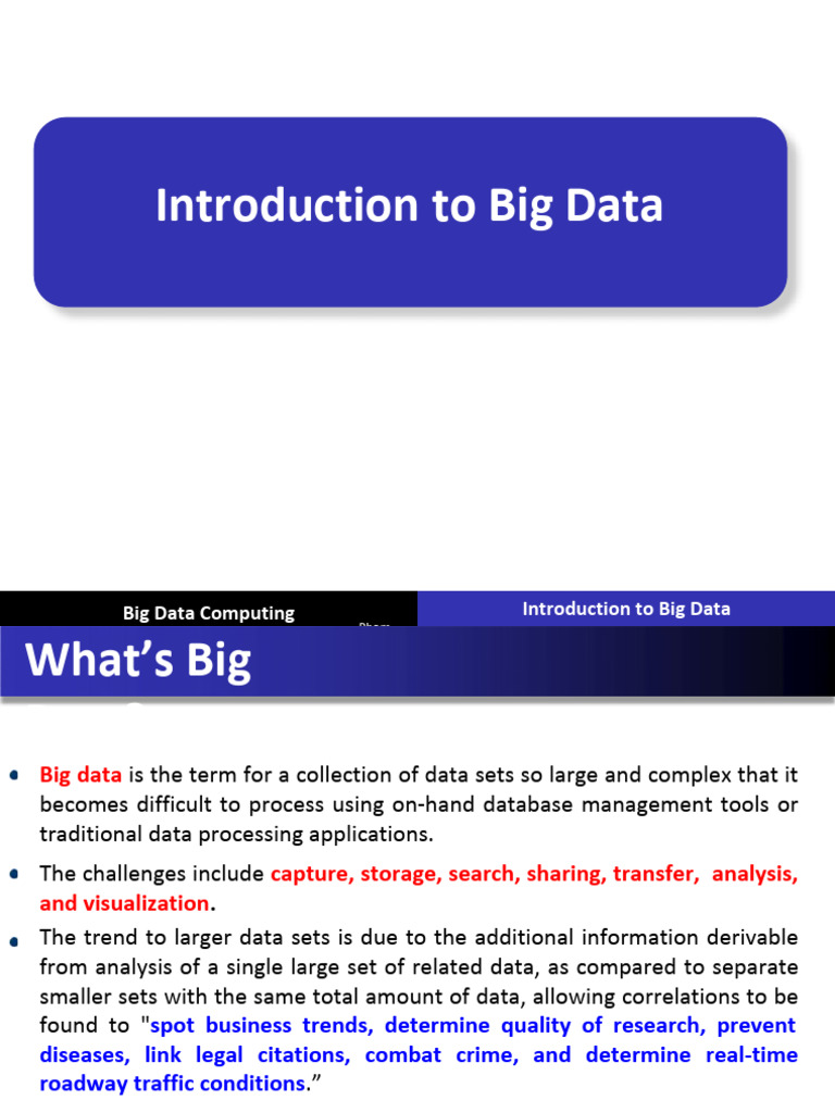 Introduction To Big Data Big Data Computing | PDF