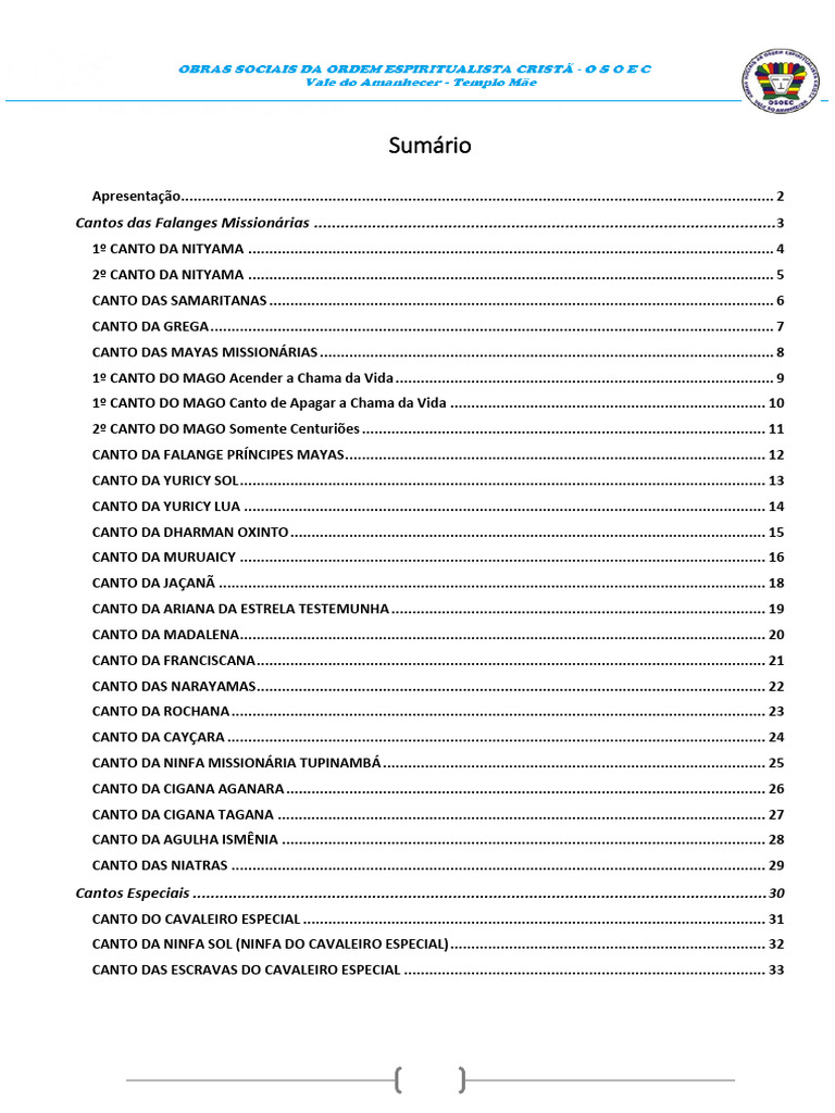 Cantos Das Falanges Missionárias Definitivo - OSOEC - 2019 | PDF