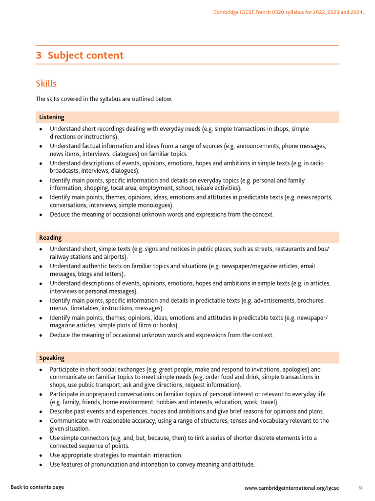 French Syllabus 0520 | PDF