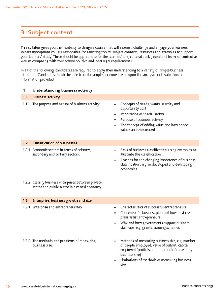Business Syllabus 0450 | PDF