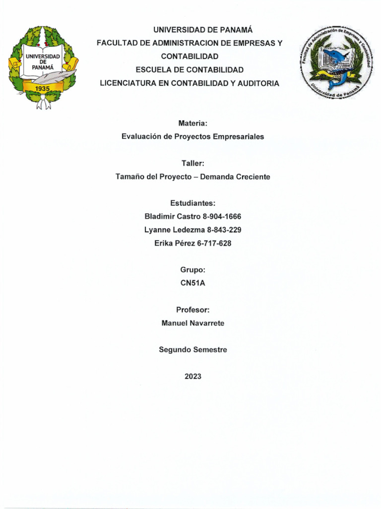 Taller - TamaÃ o Del Proyecto Demanda Creciente | PDF