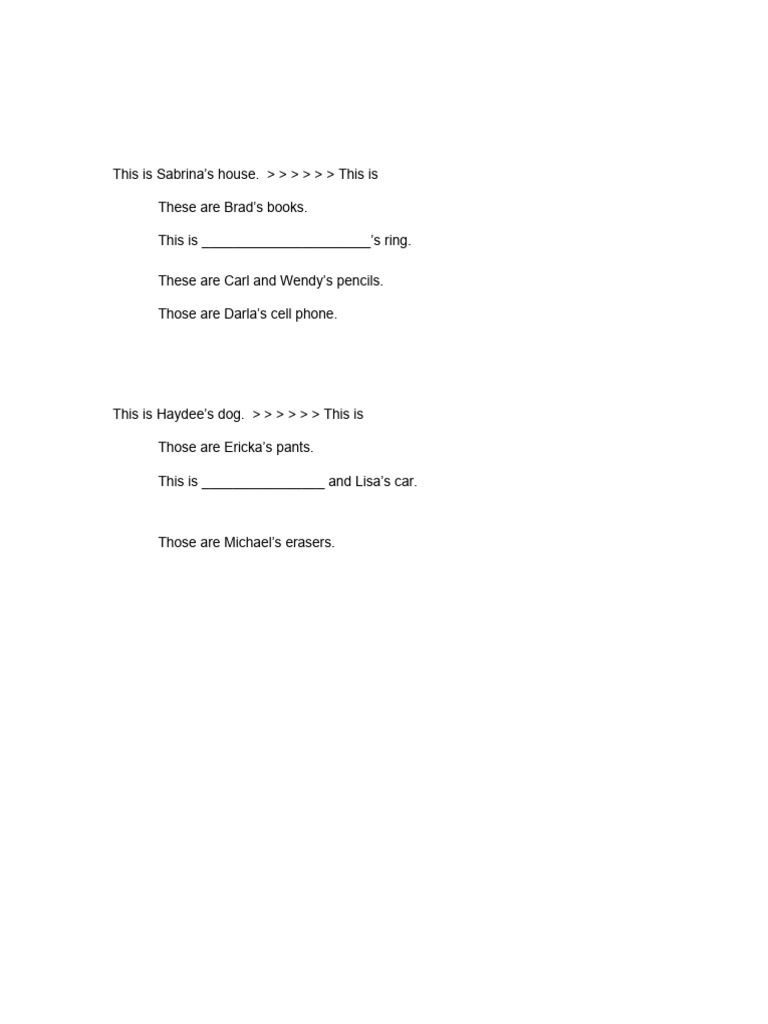 Change The Sentences As in The Example.: Book One LESSONS 13-14 | PDF