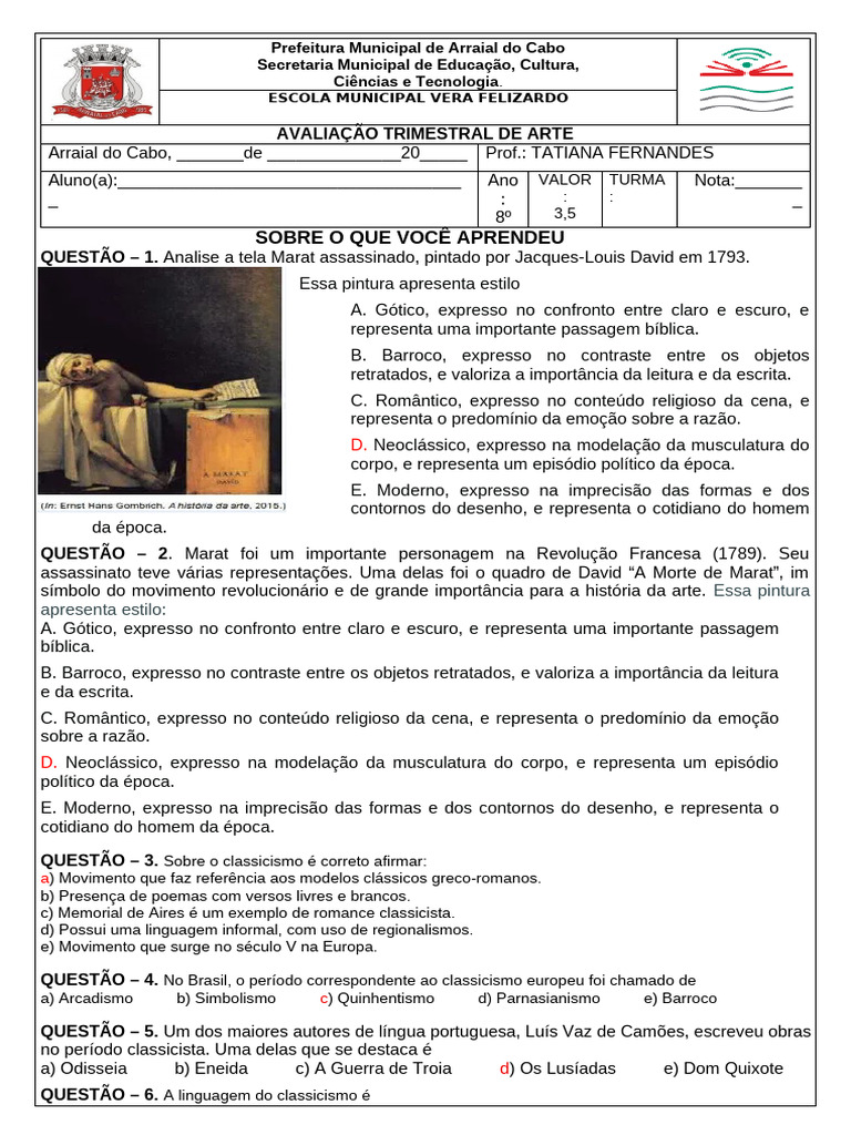 2 Aval. 8º Ano | PDF