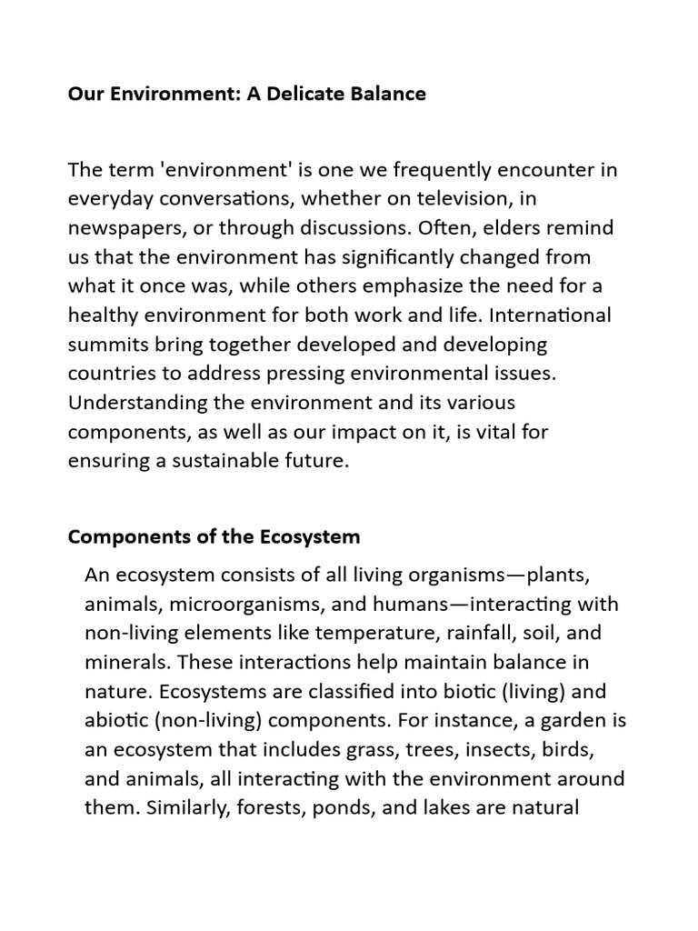 Our Environment | PDF