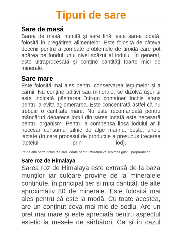 Tipuri de Sare | PDF