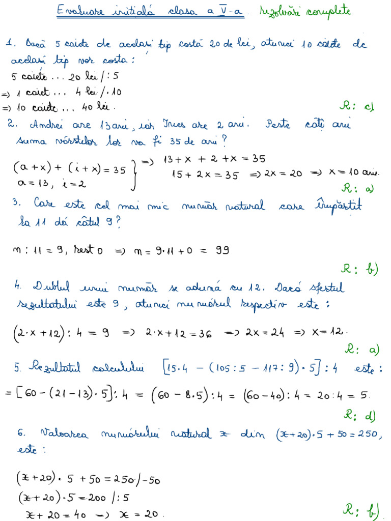 Pachet Evaluare Initiala 5 Rez | PDF