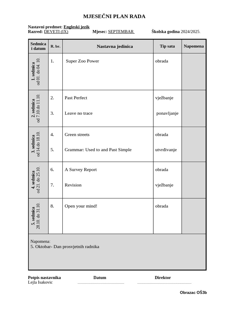 Mjesecni IX Septembar | PDF
