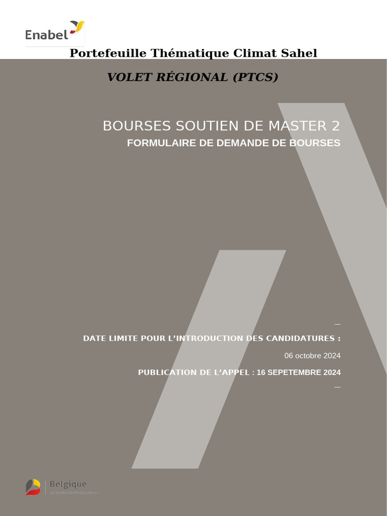 Formulaire de Candidatures Bourse Master2-1 | PDF