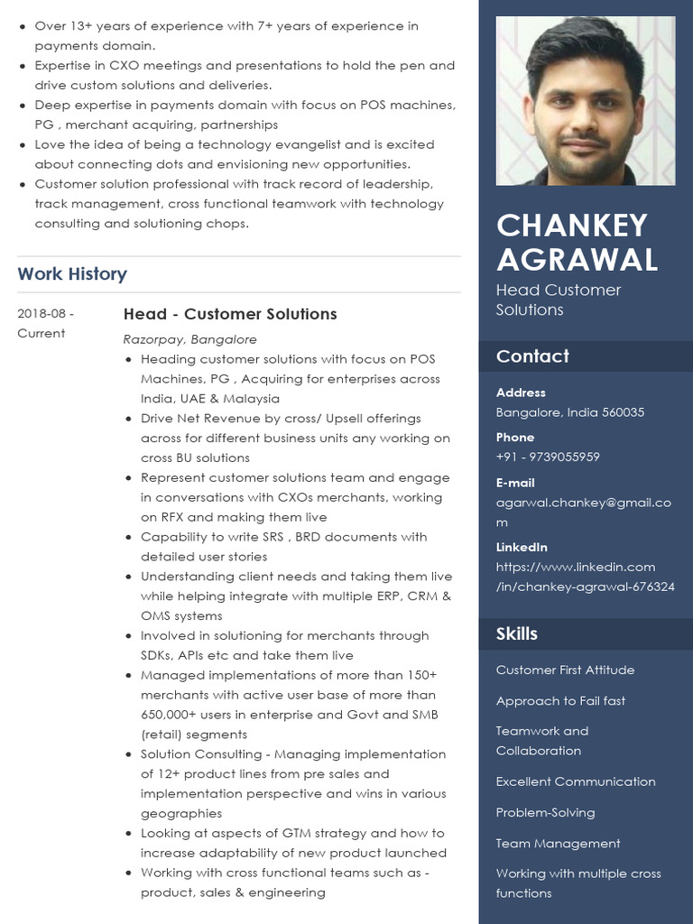 Chankey Agrawal: Work History | PDF