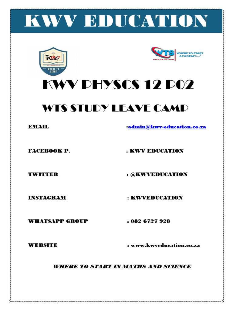 KWV Physcs p02 Study Leave Camp | PDF
