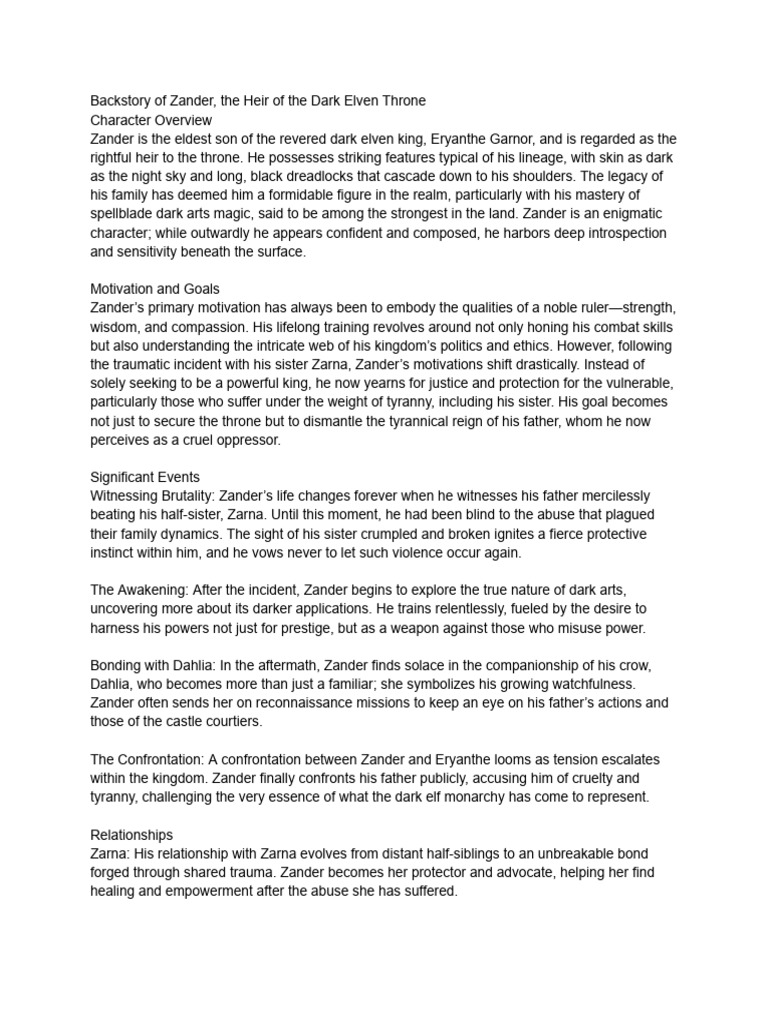 Backstory Zander | PDF