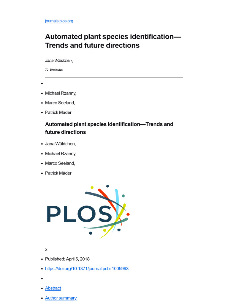 Automated Plant Species Identification-Trends and Future Directions ...