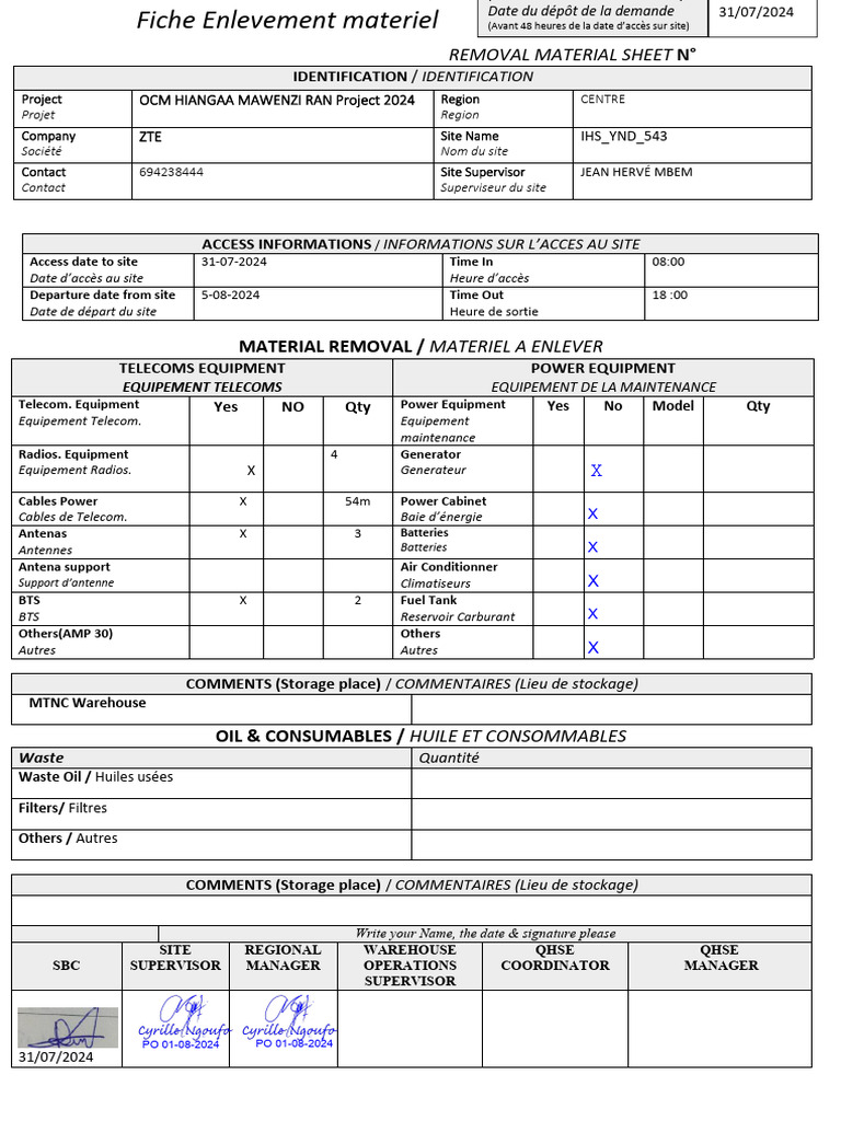 Removal Material For IHS - YND - 543 | PDF