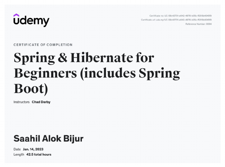 SpringBoot Course Certification | PDF
