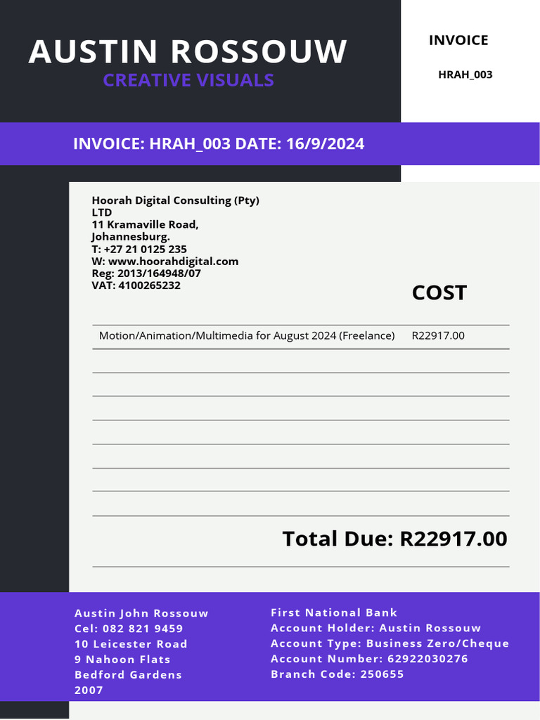 Invoice HRAH 003 16 September 2024 | PDF