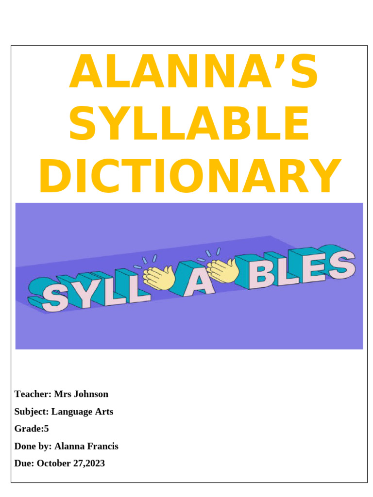 Alanna's Syllable Dictionary Alanna Francis | PDF