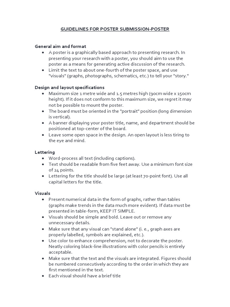 Poster Submission Guidelines for Research | PDF | Page Layout | Reading ...