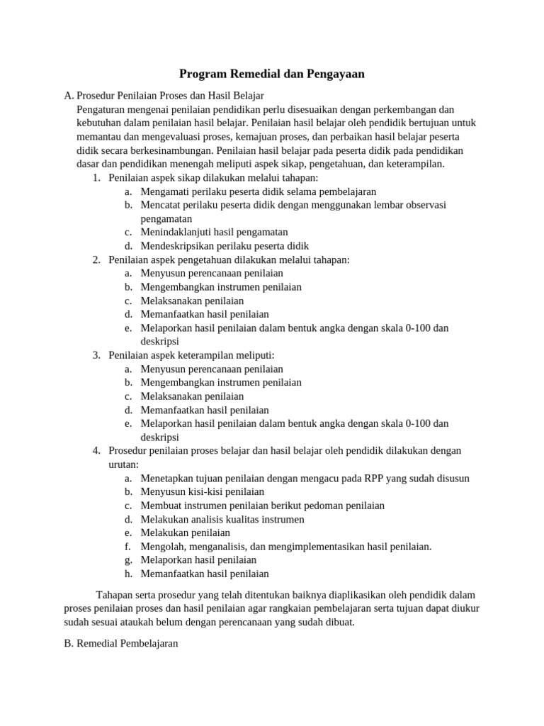 Program Remedial Dan Pengayaan | PDF