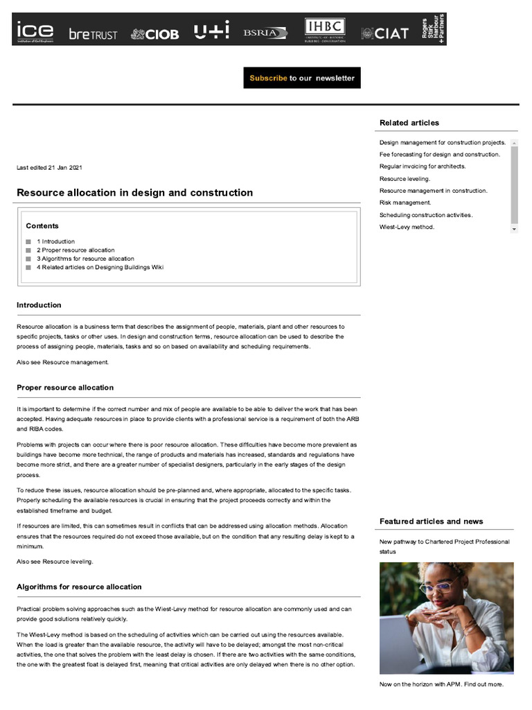 Resource Allocation in Design and Construction - Designing Buildings | PDF